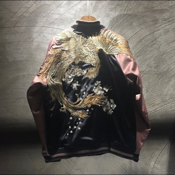 Jackets & Coats | Nwt Koisea Phoenix Satin Embroider Sukujan Jacket ...